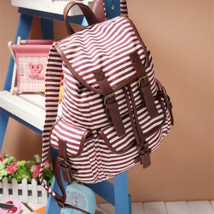 Stripes Printed Backpack With Double Buckles Detail 0627020 on Luulla