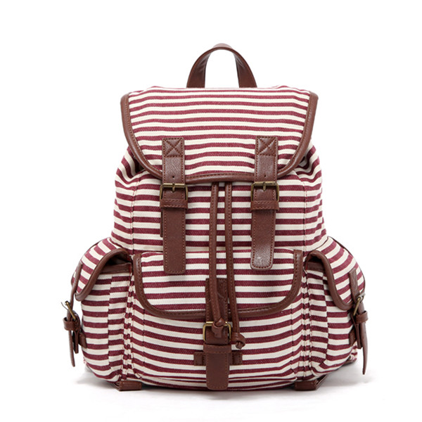 Stripes Printed Backpack With Double Buckles Detail 0627020 on Luulla