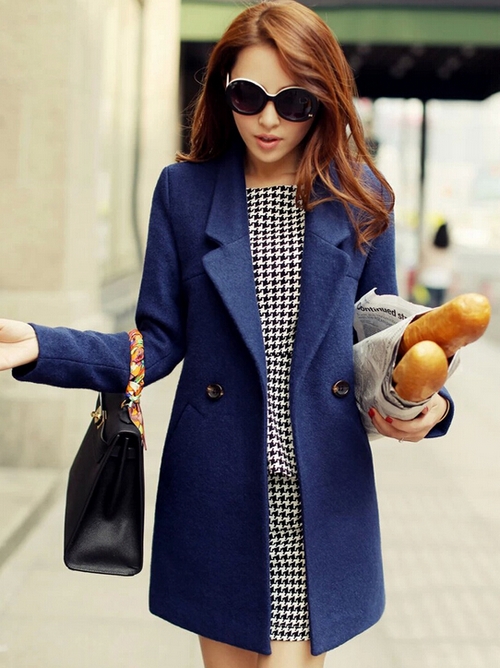 Gorgeous Dark Blue Woolen Winter Coat on Luulla