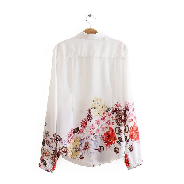 Beautiful Retro Floral Print Long Sleeve Top on Luulla